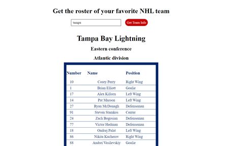 GitHub Drader Nhl Rosters App That Asks User To Enter NHL Team And Returns That Teams