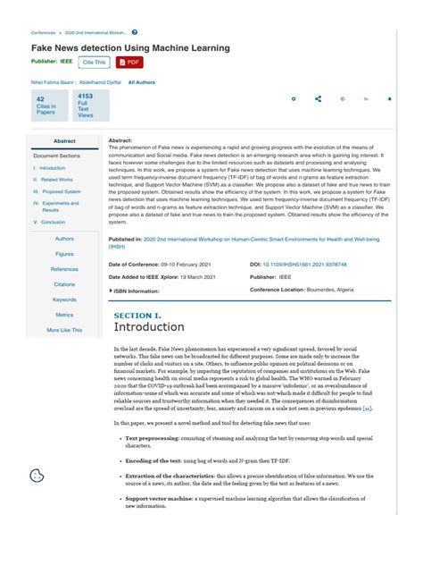 Fake News Detection Using Machine Learning Ieee Conference Publication Ieee Xplore Pdf
