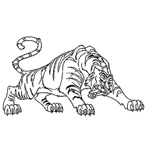 Coloriage Tigre à dents de sabre en Ligne Gratuit à imprimer
