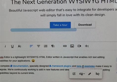 Javascript Froala Editor Is Not Showing Edit Insert Unlink Option