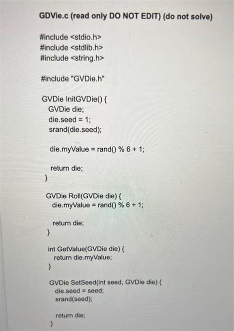 Solved 2117 Lab Rolling For A Pair Given Two Gvdie Struct
