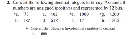 Solved Convert The Following Decimal Integers To Binary Chegg
