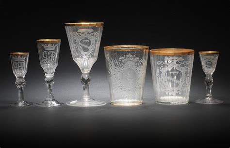 Bonhams A Suite Of Silesian Engraved Glass Mid 18th Century