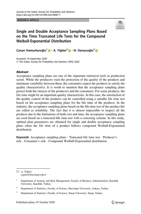 pdf single and double acceptance sampling plans based on the time