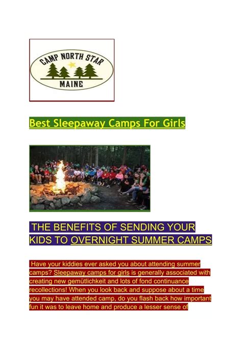 Ppt Best Sleepaway Camps For Girls Powerpoint Presentation Free