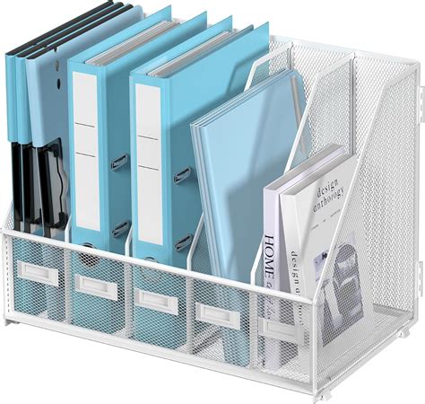 SUPEASY Desk Organizers Metal Desk Magazine File Holder With 5 Vertical