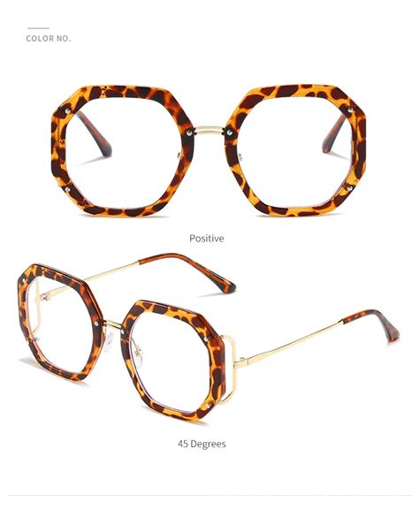 Black Polygon Anti Blue Light Hexagon Eyeglasses For Women Vintage Oversized Clear Computer