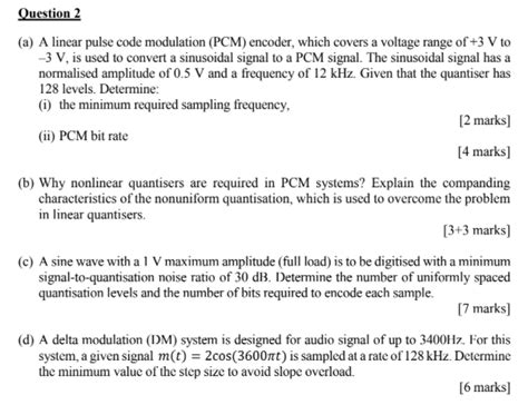 Solved Question A A Linear Pulse Code Modulation Pcm Chegg