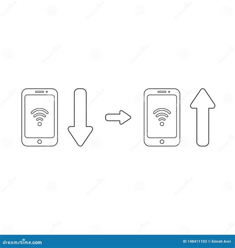 Vector Icon Concept Of Wifi Symbol Inside Smartphone With Arrow Moving Down And Up Stock Vector