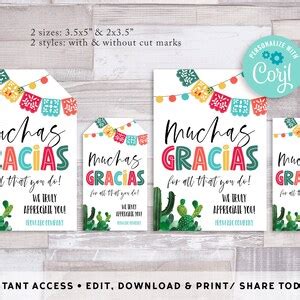 Muchas Gracias For All You Do Editable Fiesta Teacher Staff