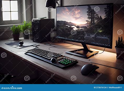 Shot Of A Desktop Computer And Keyboard And Mouse In The Creative