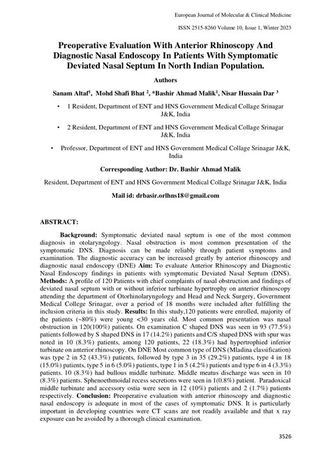Pdf Preoperative Evaluation With Anterior Rhinoscopy And Diagnostic
