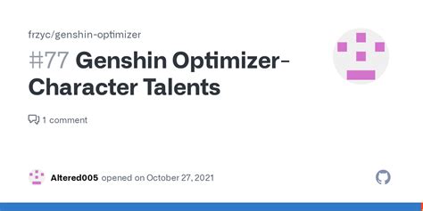 Genshin Optimizer Character Talents Issue 77 Frzyc Genshin