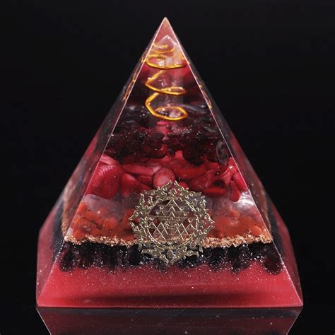 Natural Crystal Orgonite Pyramid With Opal Southern Red Agate Red