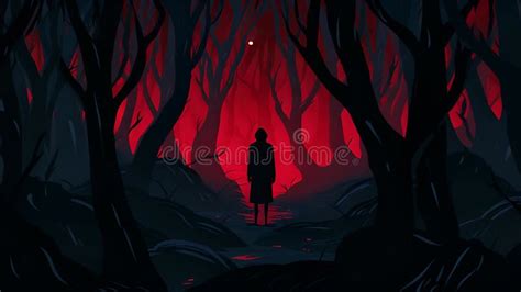The Character Imagines Themselves In A Dark Forest Stock Video Video
