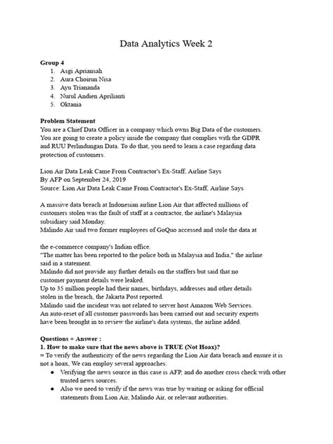 Data Analytics Week 2 Group 4 Pdf Security Computer Security