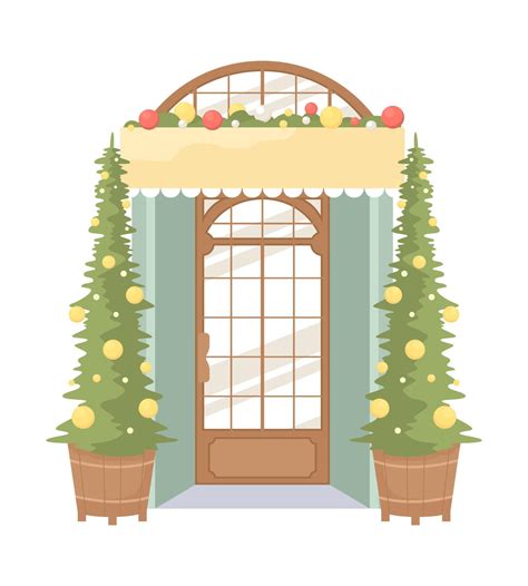 Retail Shop Entrance Decoration For Christmas Event Semi Flat Color