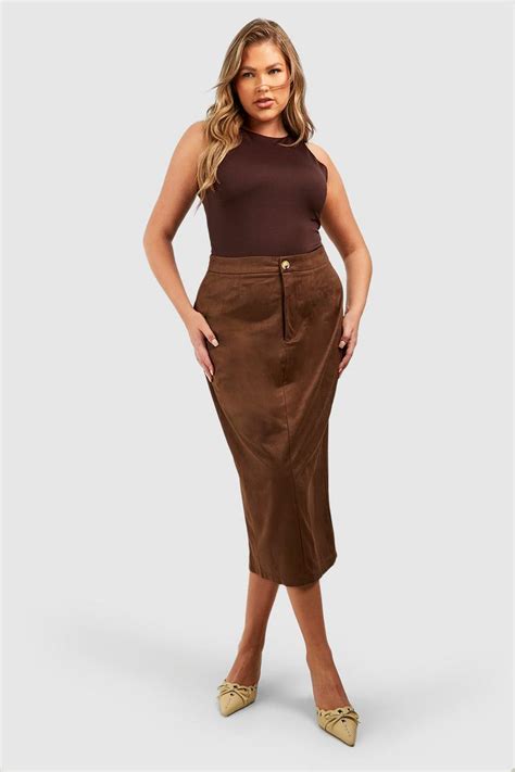 Grande Taille Jupe Longue En Faux Daim Boohoo Fr
