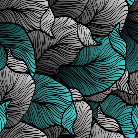 Vector Illustration Retro Seamless Pattern With Abstract Doodle Leaves