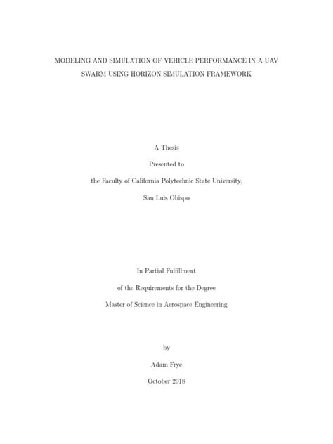 Modeling And Simulation Of Vehicle Performance In A Uav Swarm Pdf