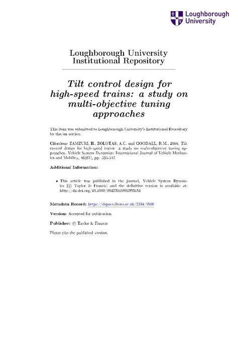 PDF Tilt Control Design For High Speed Trains A Study On Multi Tilt Control Design For