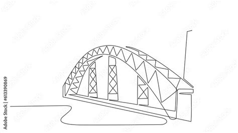 Animated Self Drawing Of Single Continuous Line Draw For Bridge