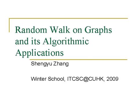 Random Walk On Graphs And Its Algorithmic Applications