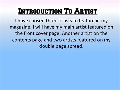 Introduction To Artist