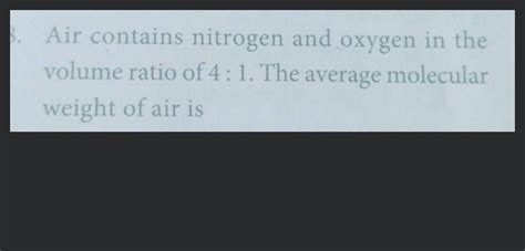 Air Contains Nitrogen And Oxygen In The Volume Ratio Of 41 The Average