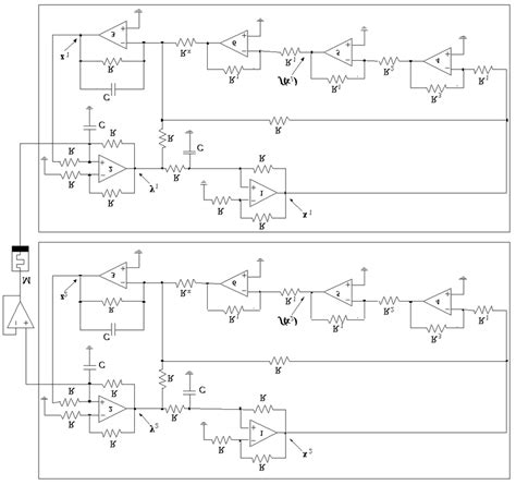 The Schematic Of The Double Scroll Circuits Unidirectionally Coupled Download Scientific