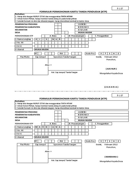 Formulir Ktp Nikah Kk Dan Akta Lengkap Pdf