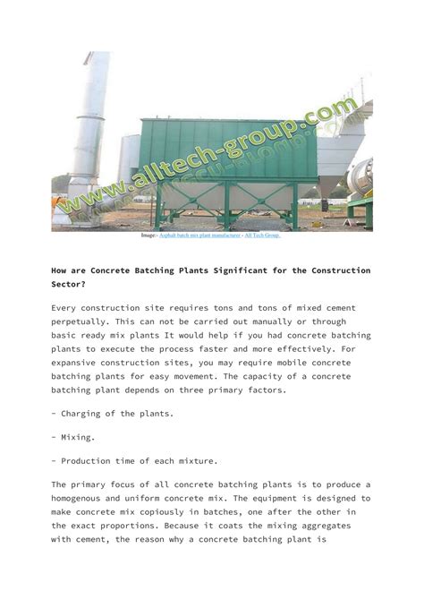 Ppt Core Utilizations And Importance Of Concrete Batching Plants