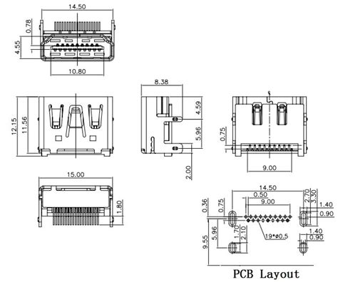 100pcs Hdmi Connector Female 19pin Socket 19pin Th Grandado