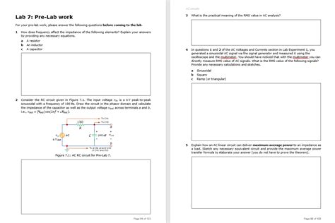 Solved AC Circuits Lab Pre Lab Work What Is The Chegg