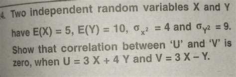 Solved Two Independent Random Variables X And Y Have Chegg