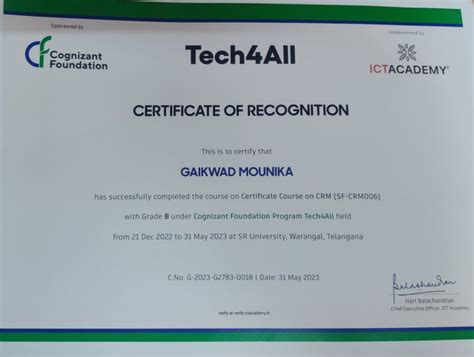 Ictacademy Cognizantfoundation Sruniversity Salesforce Trailblazer Mounika Gaikwad