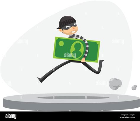 Un Ladrón Se Está Ejecutando Con La Celebración De Dinero Papel