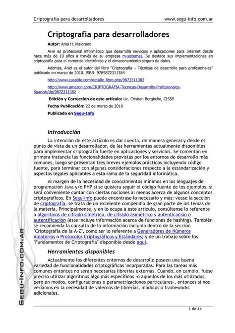Pdf De Programación Criptografía Para Desarrolladores