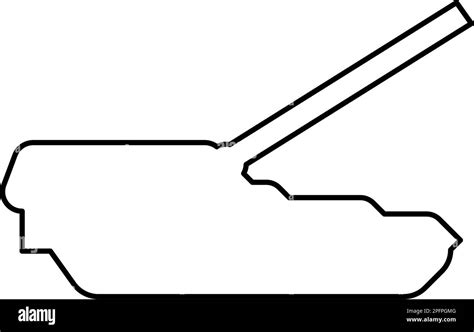 Self Propelled Howitzer Artillery System Contour Outline Line Icon