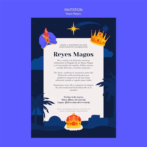 Plantilla De Invitación Para La Celebración De Reyes Magos Archivo