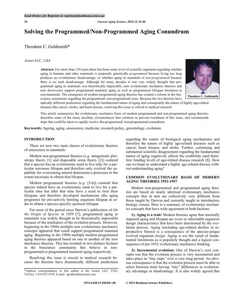 Pdf Solving The Programmednon Programmed Aging Conundrum
