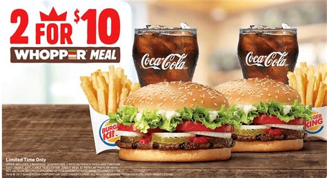 Burger King Canada Promotions 2 For 10 Whopper Meal Deal Mix And Match