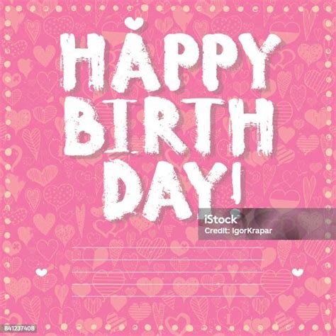 손에 선물 카드 디자인에 대 한 완벽 한 하트 배경 그리기에 행복 한 생일 비문 텍스트 기념일에 대한 스톡 벡터 아트 및 기타