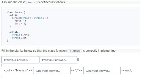 Solved Assume The Class Person Is Defined As Follows Class Chegg