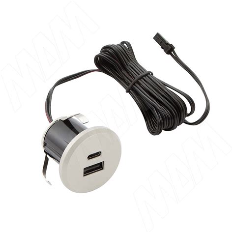 USB-розетка, врезная, 1 USB, 1 Type-C, никель матовый USB-2S-C-MN ...