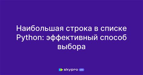 Наибольшая строка в списке Python эффективный способ выбора