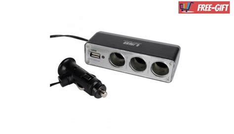Удобен троен разклонител за запалката на кола Usb вход