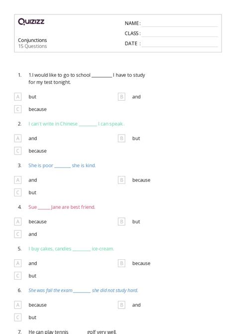 50 Conjunctions Worksheets For 3rd Year On Quizizz Free And Printable