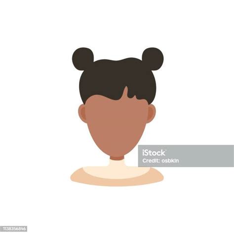 女性使用者頭像個人資料圖片圖示在平面設計人物字元在白色背景中的隔離向量例證婦女與頭髮麵包向量圖形及更多人圖片 人 人的頭部 人體部分