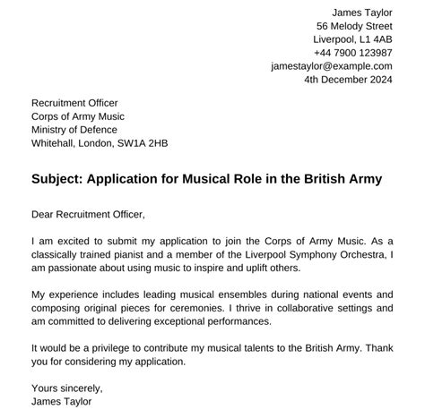 Army Job Cover Letter Example Perfect Your Application